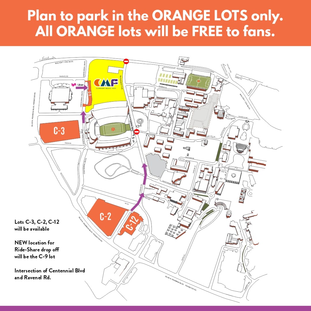 Clemson Parking Map | Clemson Music Fest